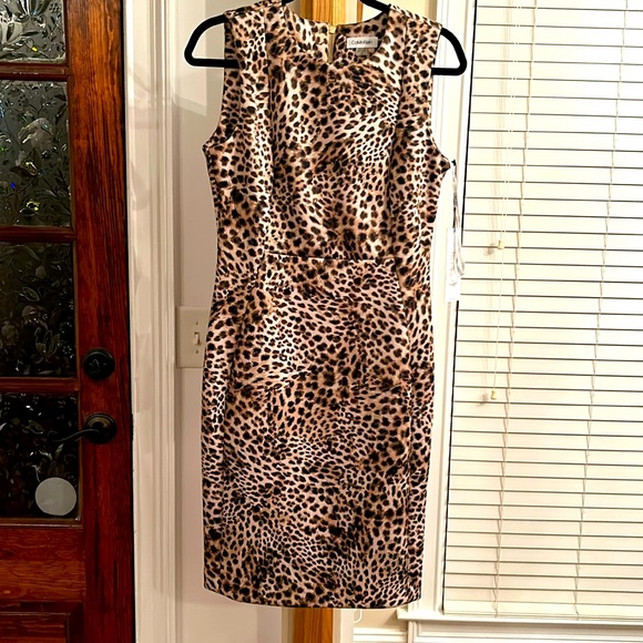 Calvin Klein | Dresses | Nwt Calvin Klein Sz 8 Sexy Scuba Leopard ...